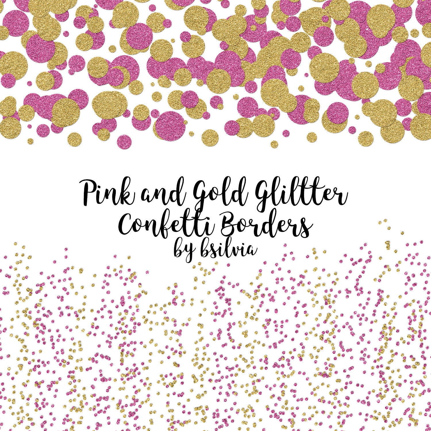Pink & Gold Glitter Confetti Borders – Transparent PNG Overlays for ...