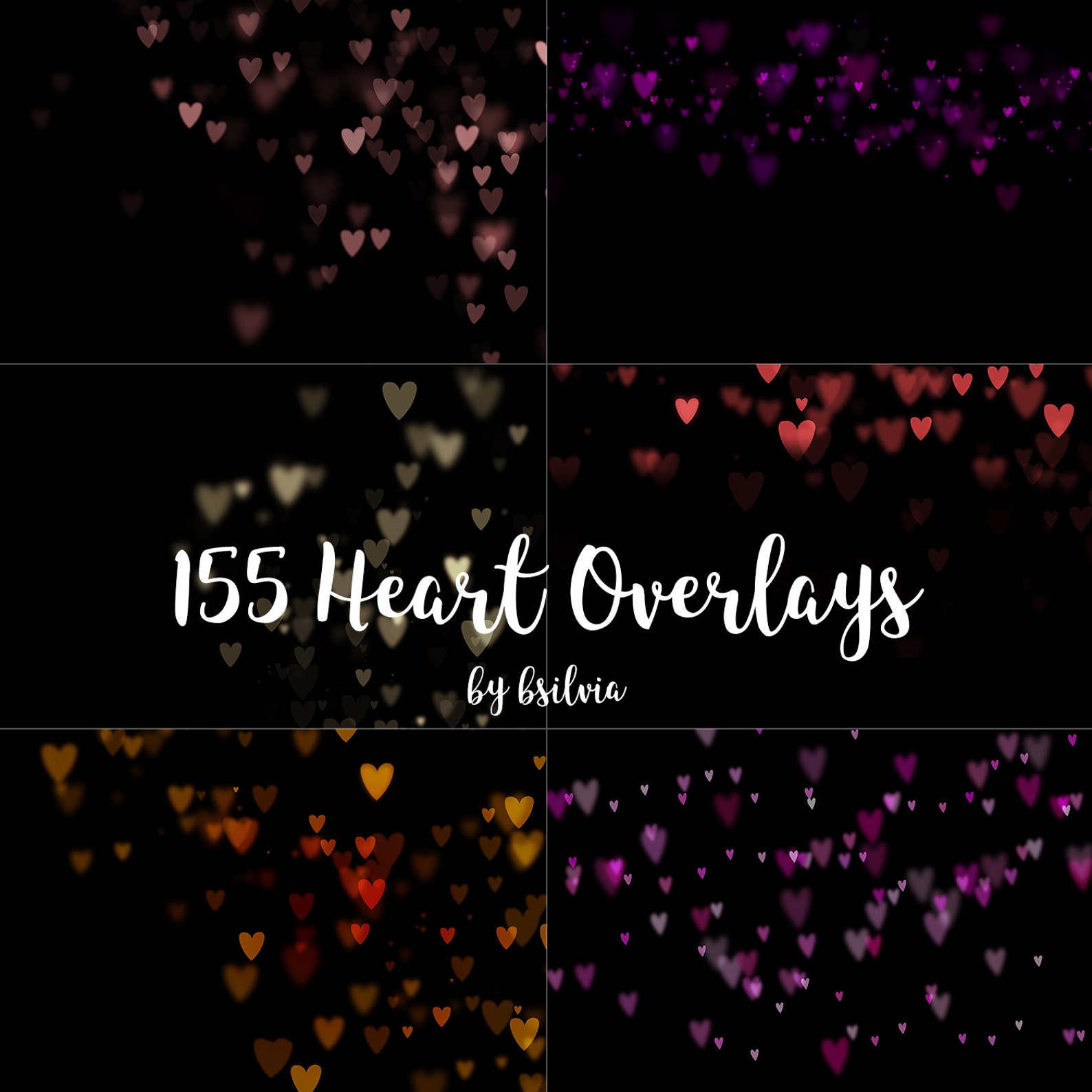 Heart Overlays Valentine's Day Overlays 155 Hearts Bokeh - Etsy