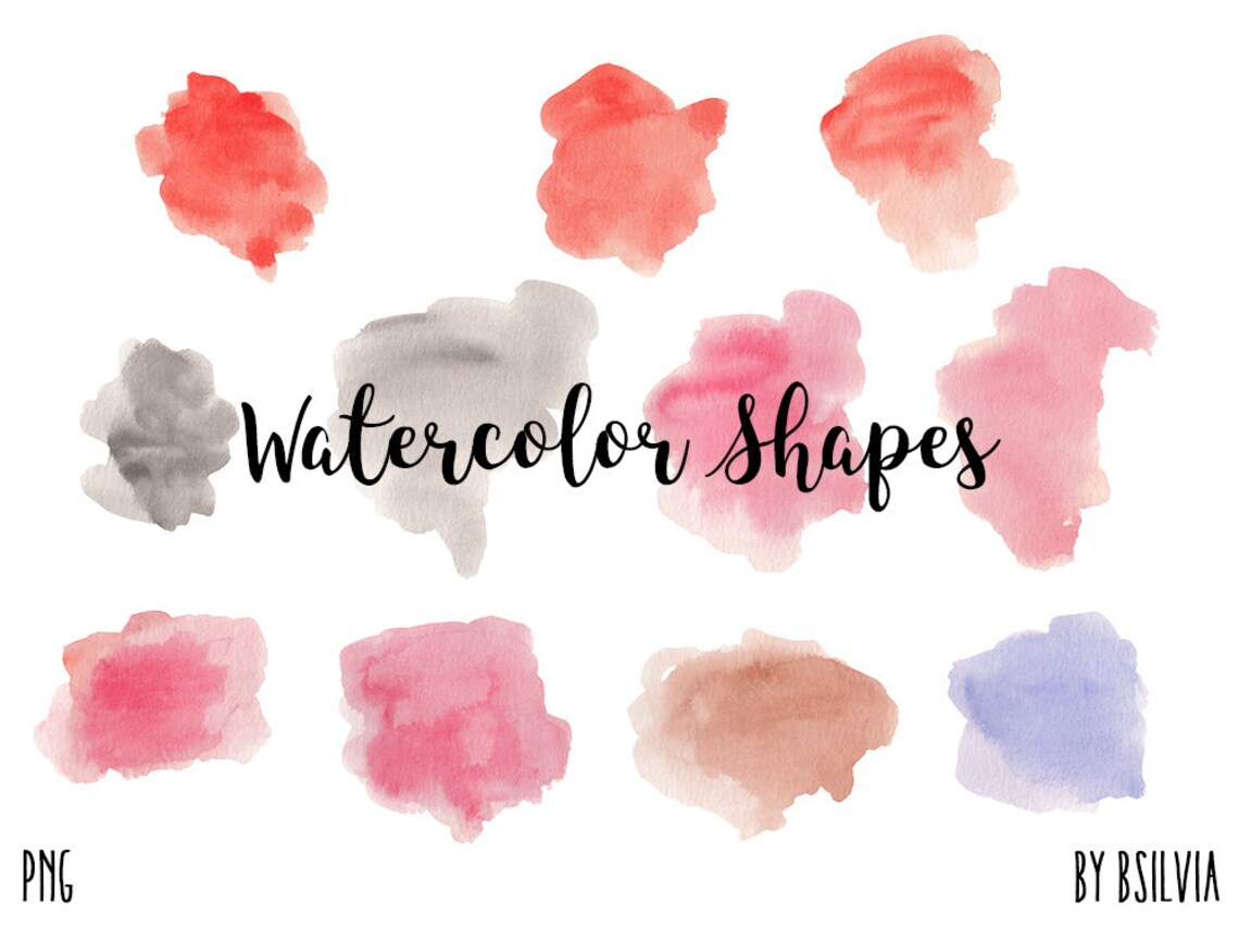 Watercolor Shapes Clip Art Watercolor Splashes Transparent | Etsy