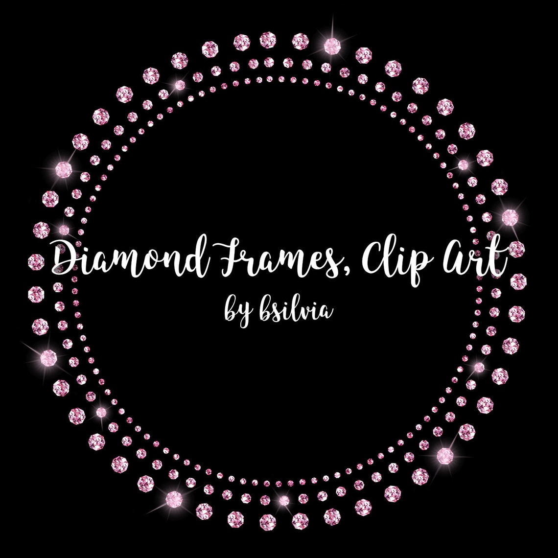 Sparkling Diamond Frames Clip Art: Glam PNG Overlays (digital Download ...