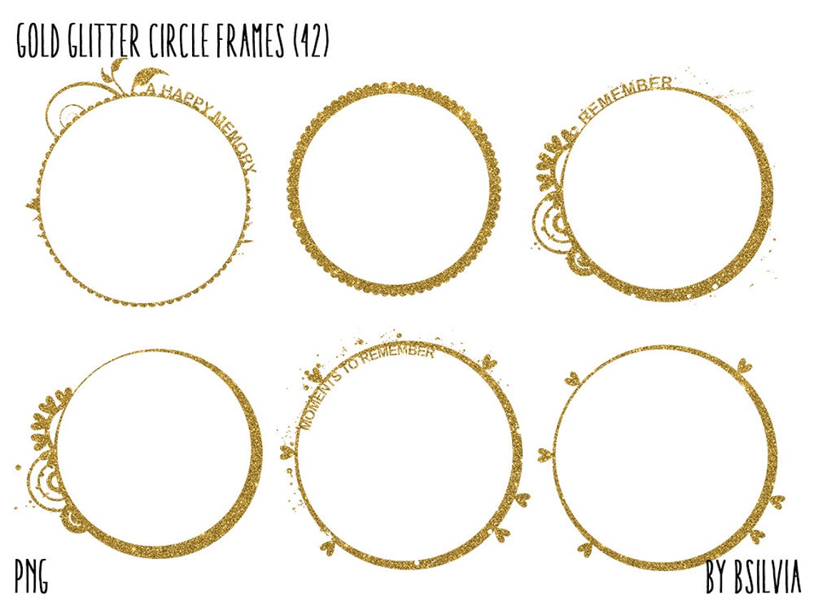 Gold Glitter Circle Frames Clipart Gold Glitter Design - Etsy