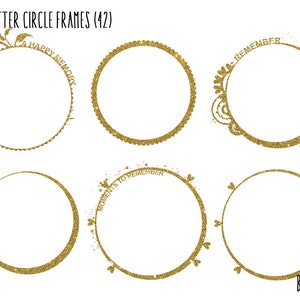 Gold Glitter Circle Frames Clipart Gold Glitter Design - Etsy