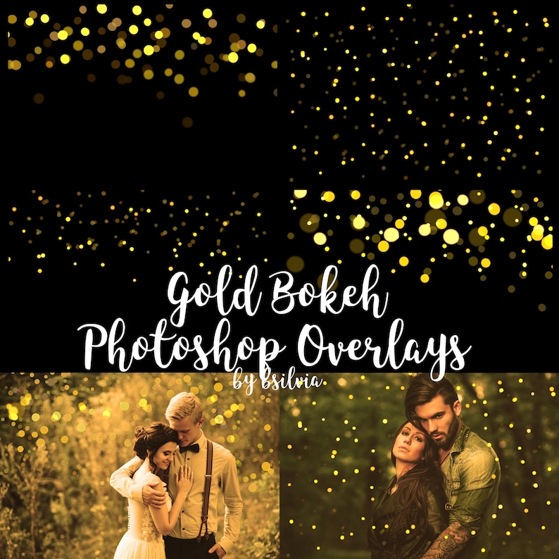 Gold Bokeh Photoshop Overlays, Yellow Bokeh Overlays, Digital Bokeh ...