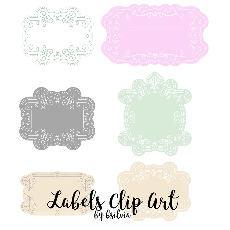 Vintage Labels Clip Art: Retro Frames, PNG & Vector Files (commercial ...