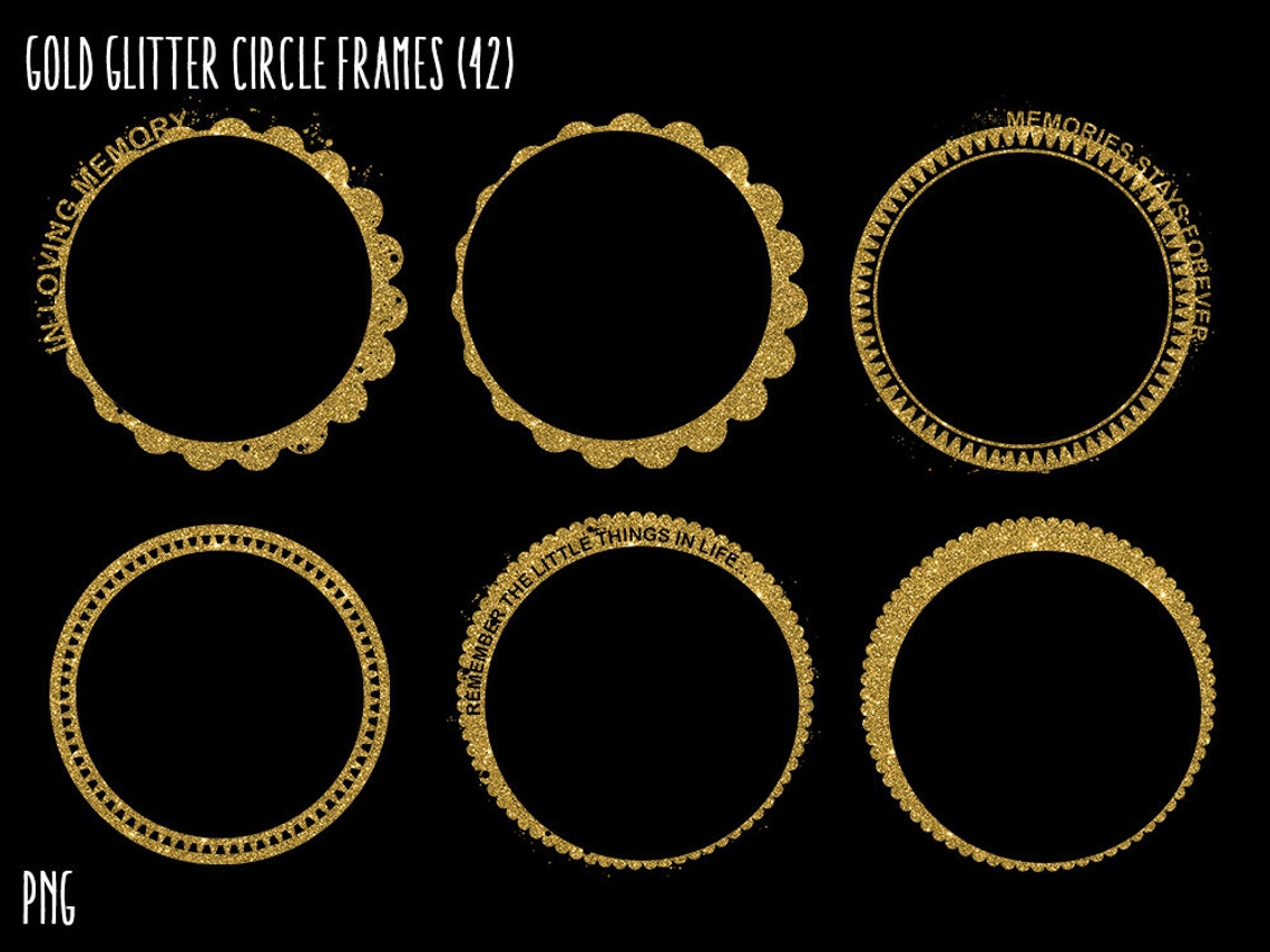 Gold Glitter Circle Frames Clipart Gold Glitter Design - Etsy