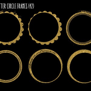 Gold Glitter Circle Frames Clipart Gold Glitter Design - Etsy
