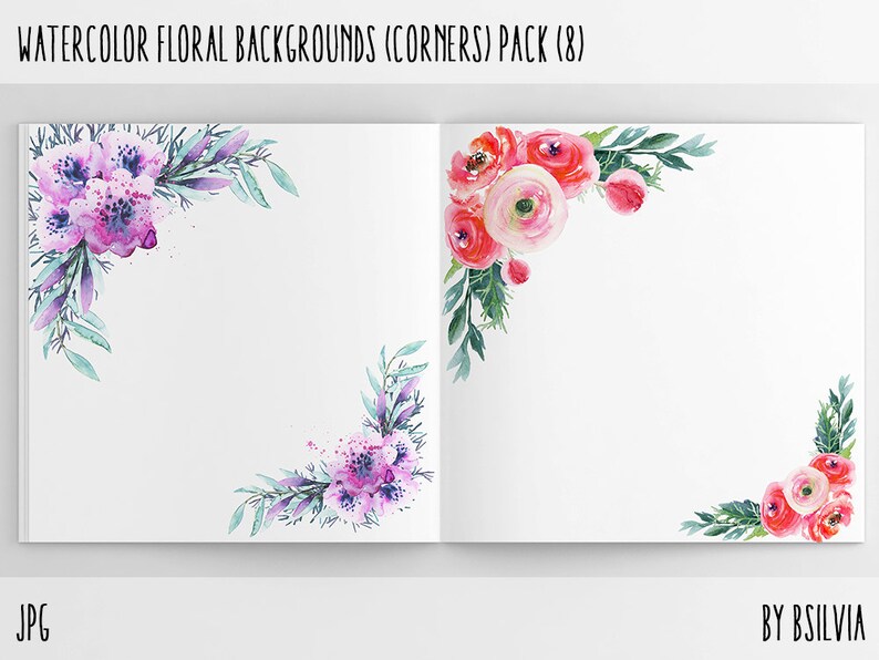 Watercolor Floral Backgrounds With Text Space Watercolor - Etsy