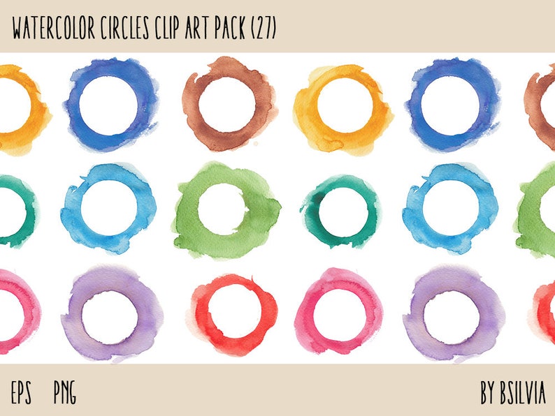 Watercolor Clipart Circles 27 Pc Handpainted Round Clip Art - Etsy