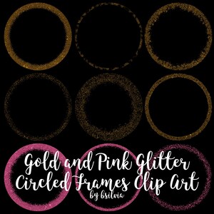 Gold and Pink Glitter Circled Frames Clipart, Gold Glitter Design ...