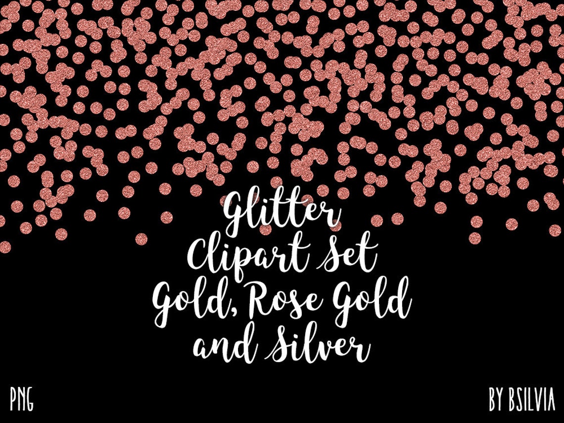 Glitter Clip Art Set Gold Glitter Rose Gold Glitter and - Etsy