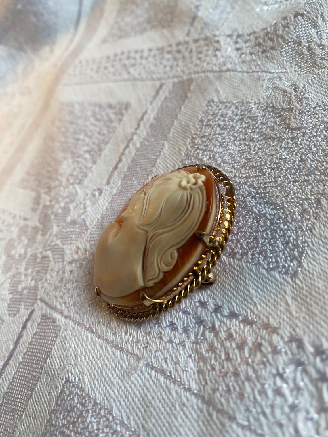 Mid Century Cameo Brooch, Rolled Gold, Ponytail Girl - Etsy