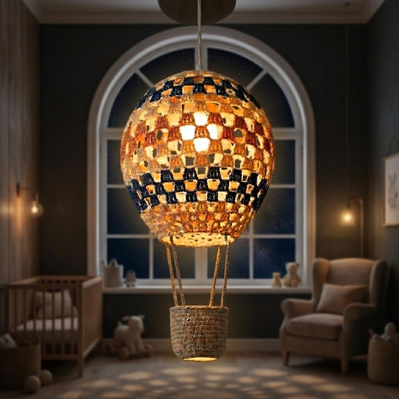 Crochet Hot Air Balloon Lamp Pattern | Beginner Nursery Decor PDF ...