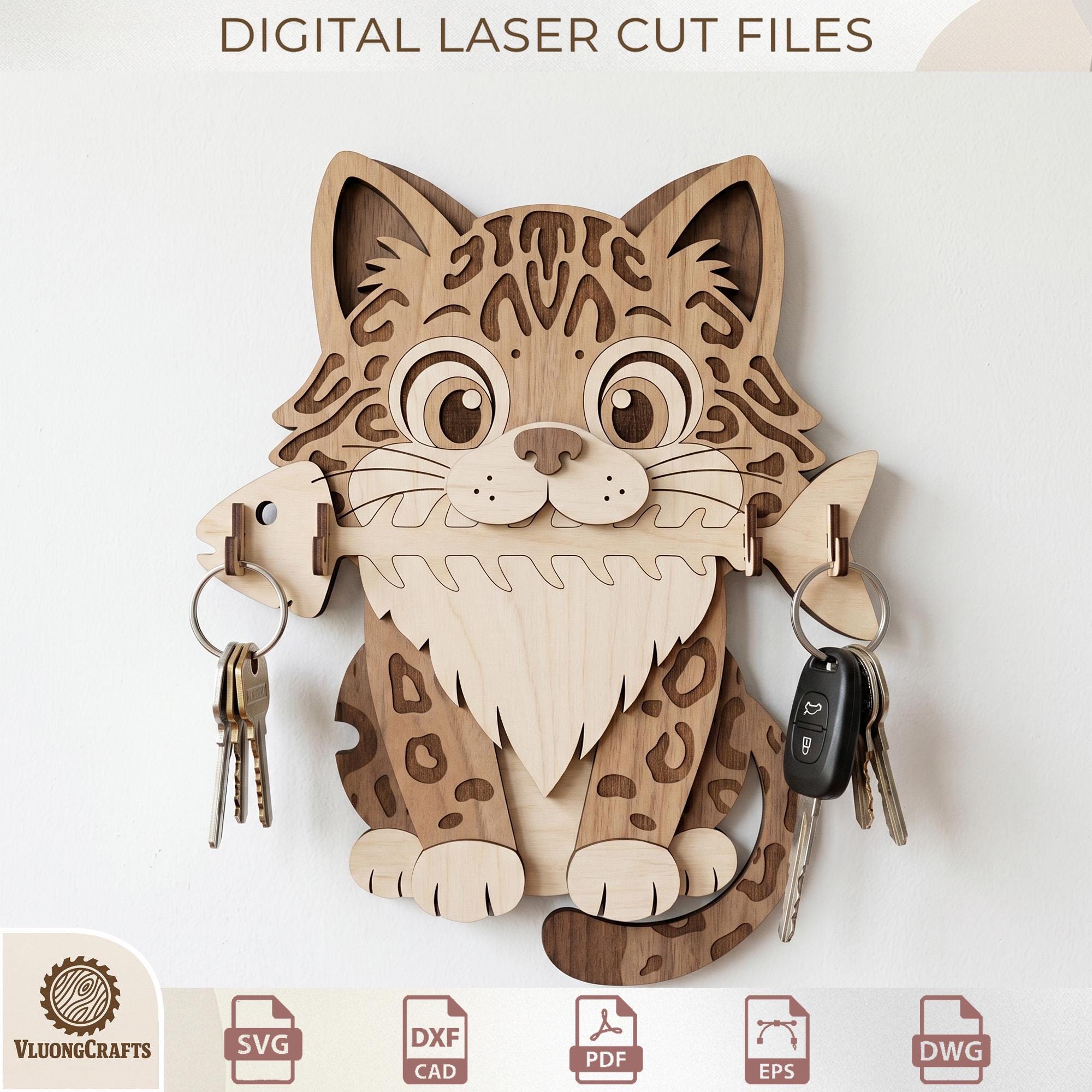 Cat Breed Key Holder Laser Cut Bundle, Wooden Entryway Wall Organizer ...