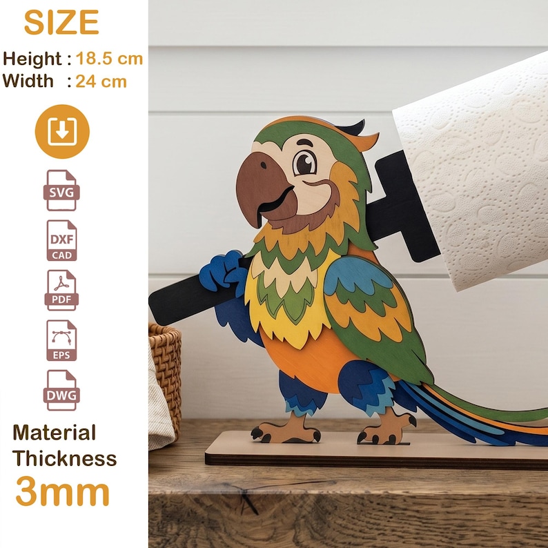 Wilde dieren toiletrolhouder SVG-bundel, grappig badkamerdecor ...