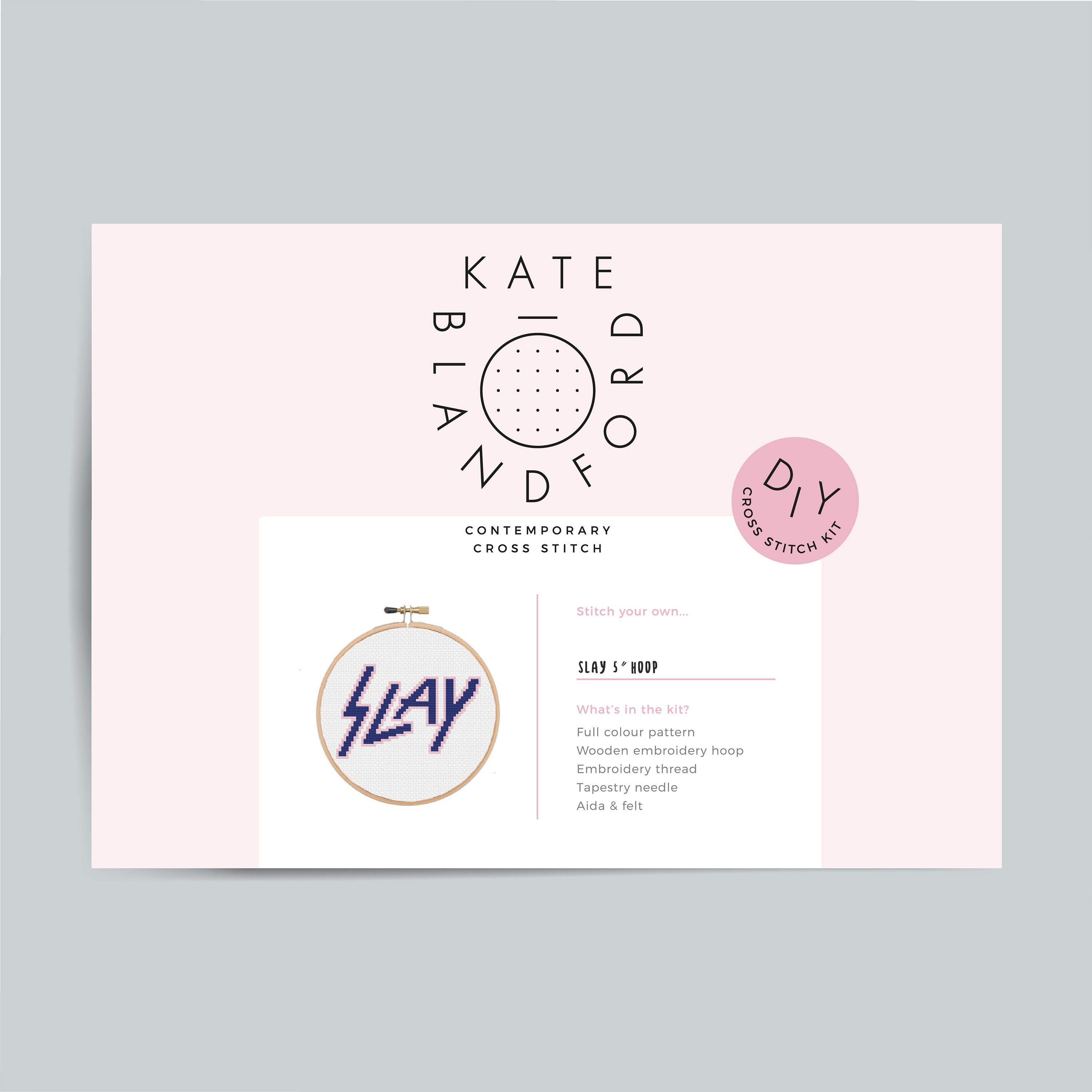 SLAY 5" Cross Stitch Kit | Embroidery | DIY | Contemporary | Modern ...