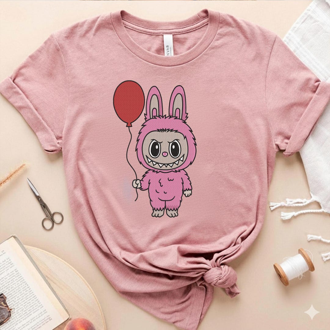 Labubu Embroidery Design, Pink Monster Bunny, Kawaii Patch - Etsy