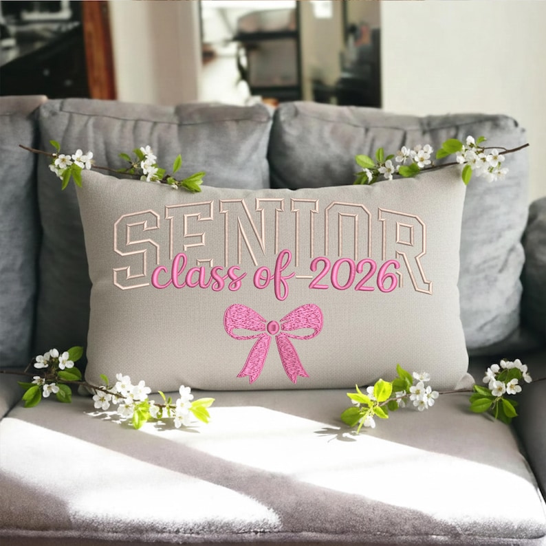 Senior Class of 2026 Embroidery Design, Pink Bow (digital Download) - Etsy