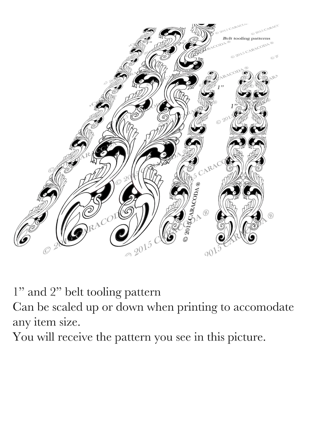 Floral Scroll Belt Tooling Pattern, Victorian Design (PDF Pattern) - Etsy