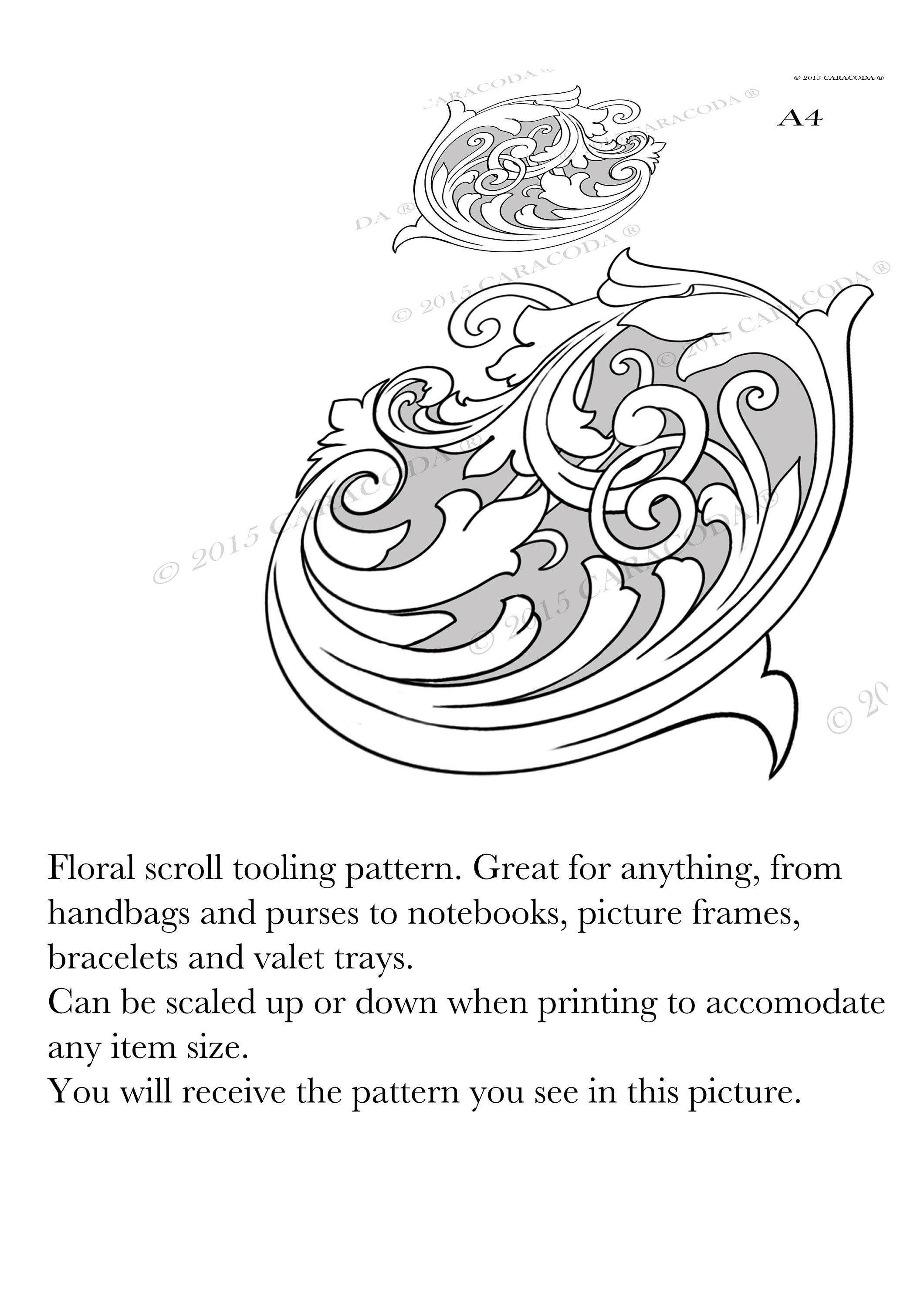 PDF Floral Scroll Tooling Pattern, Notebook Tooling Pattern ...