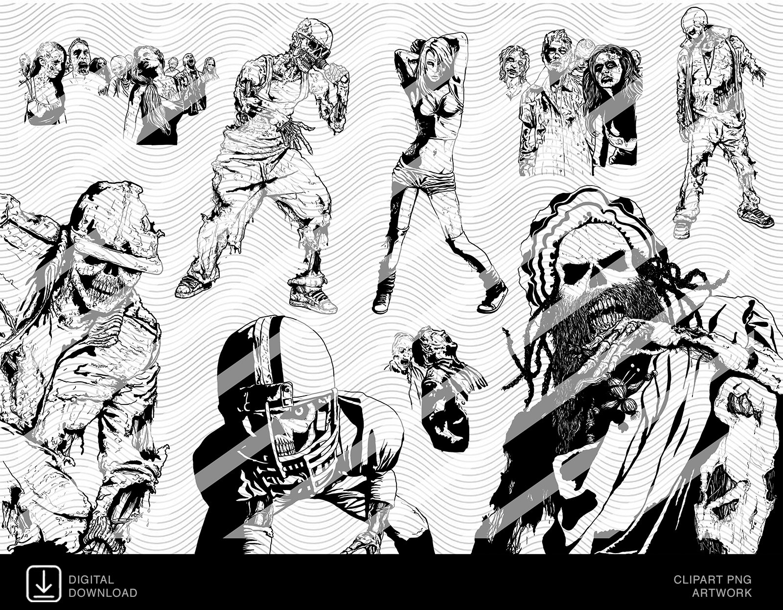 Zombies PNG Pack 01 Zombie Art Clipart PNG Artwork Illustrations ...