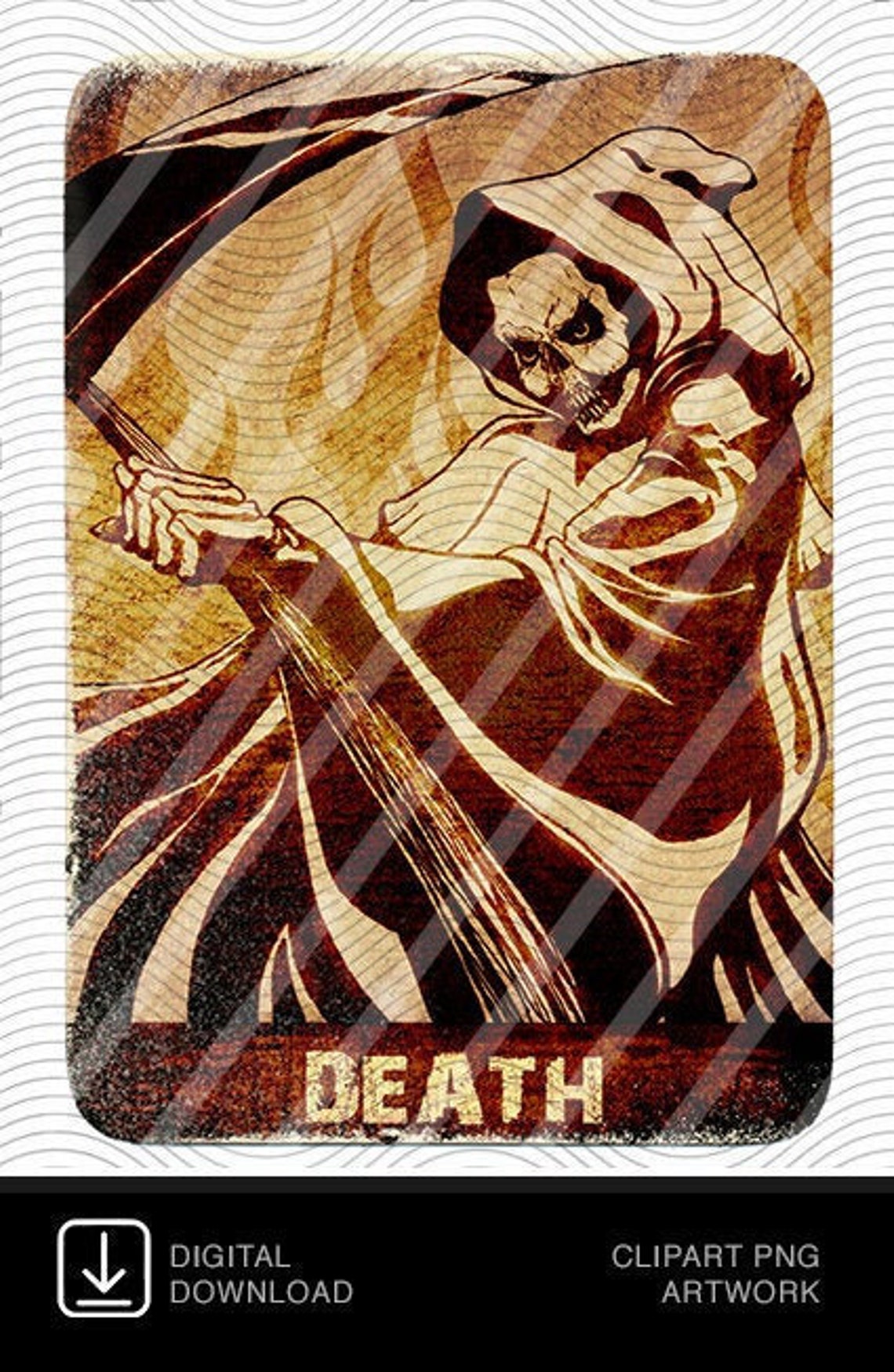 Grim Reaper Tarot Card Witchy Clipart PNG Artwork Illustrations ...