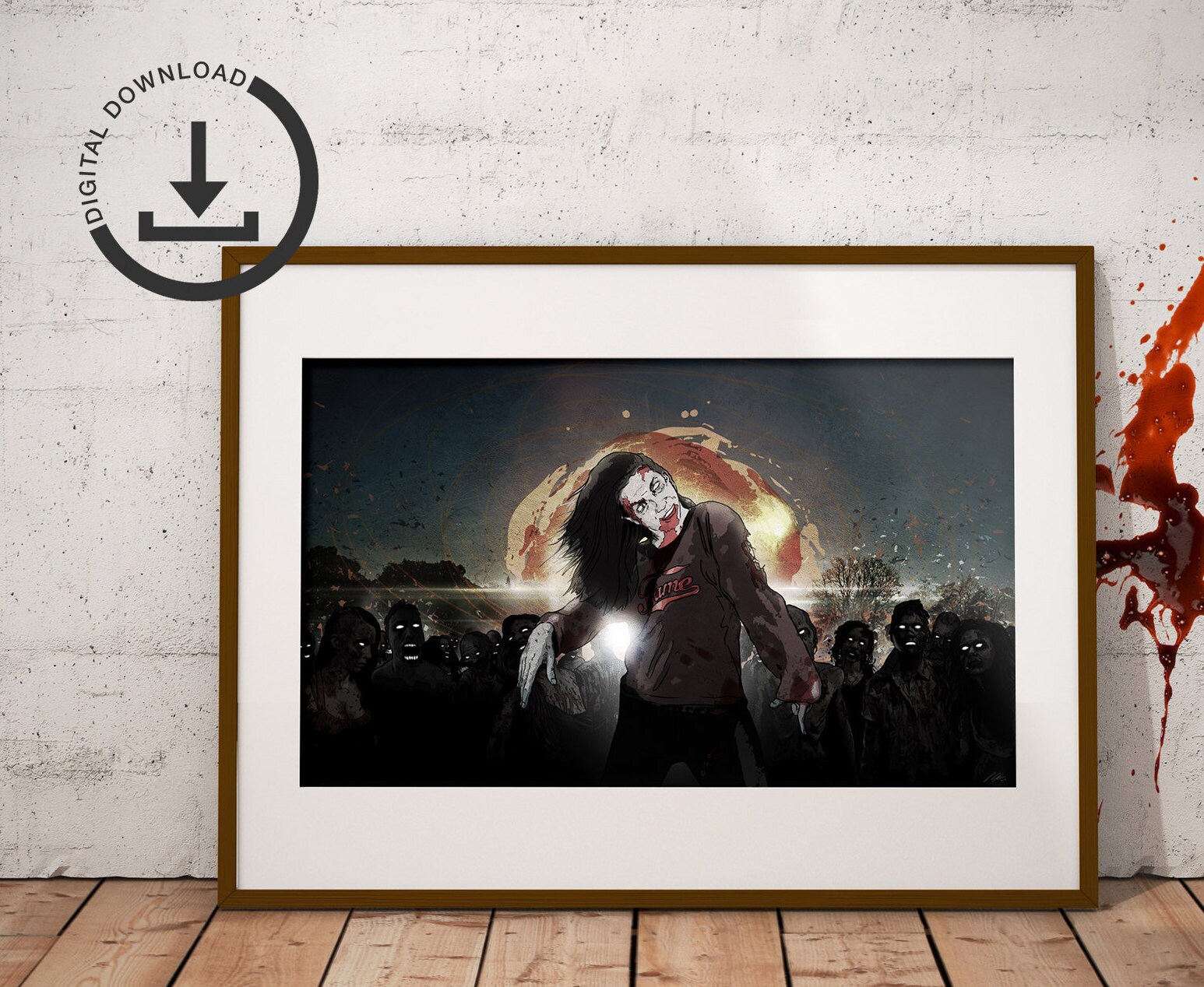 Zombie Personalised Portrait, Digital Download, Zombie Apocalypse ...