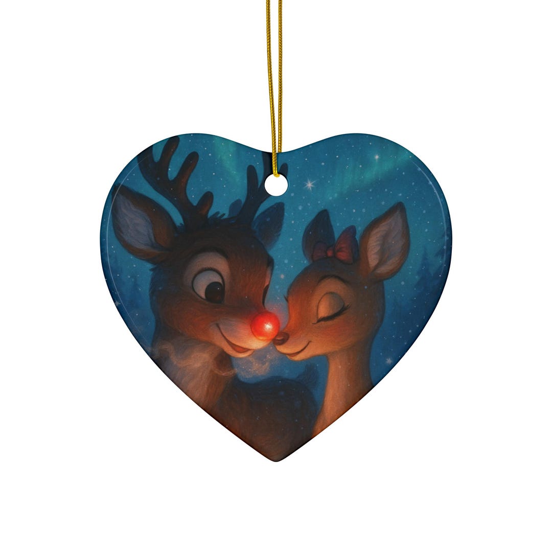 Rudolph & Clarice Heart Ornament - Etsy