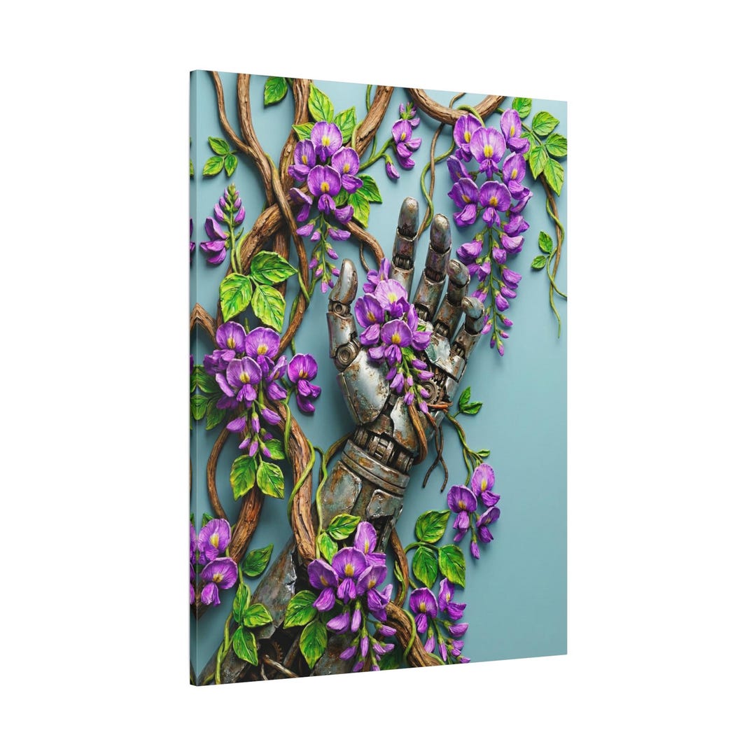 Robotic Hand With Purple Wisteria Matte Canvas - Etsy