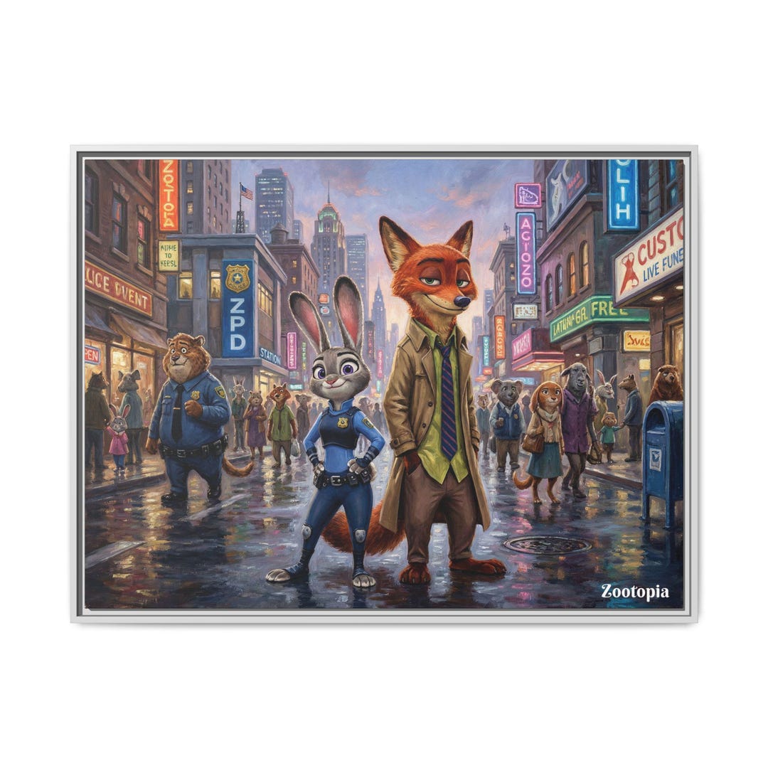 Zootopia Fox and Bunny City Scene Canvas Matte Framed - Etsy