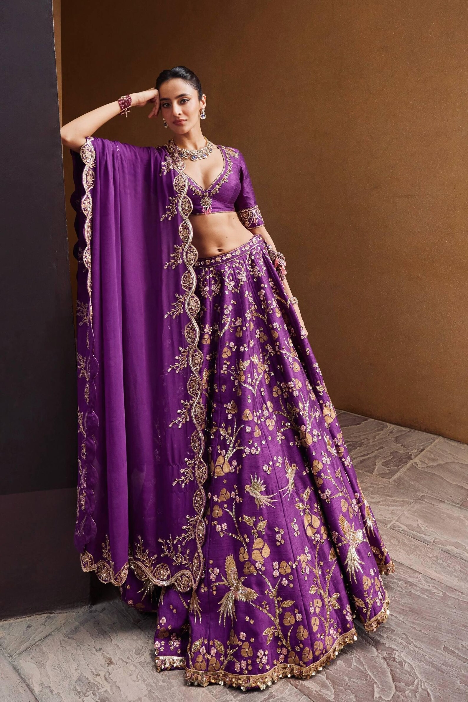 Peach Sequin Lehenga Set – Indian Bridal Outfit – Embroidered Lengha ...