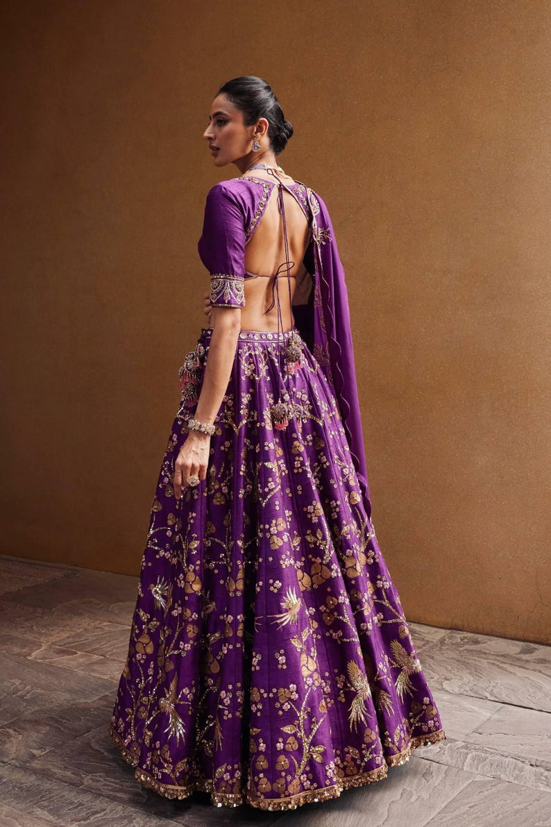 Peach Sequin Lehenga Set – Indian Bridal Outfit – Embroidered Lengha ...