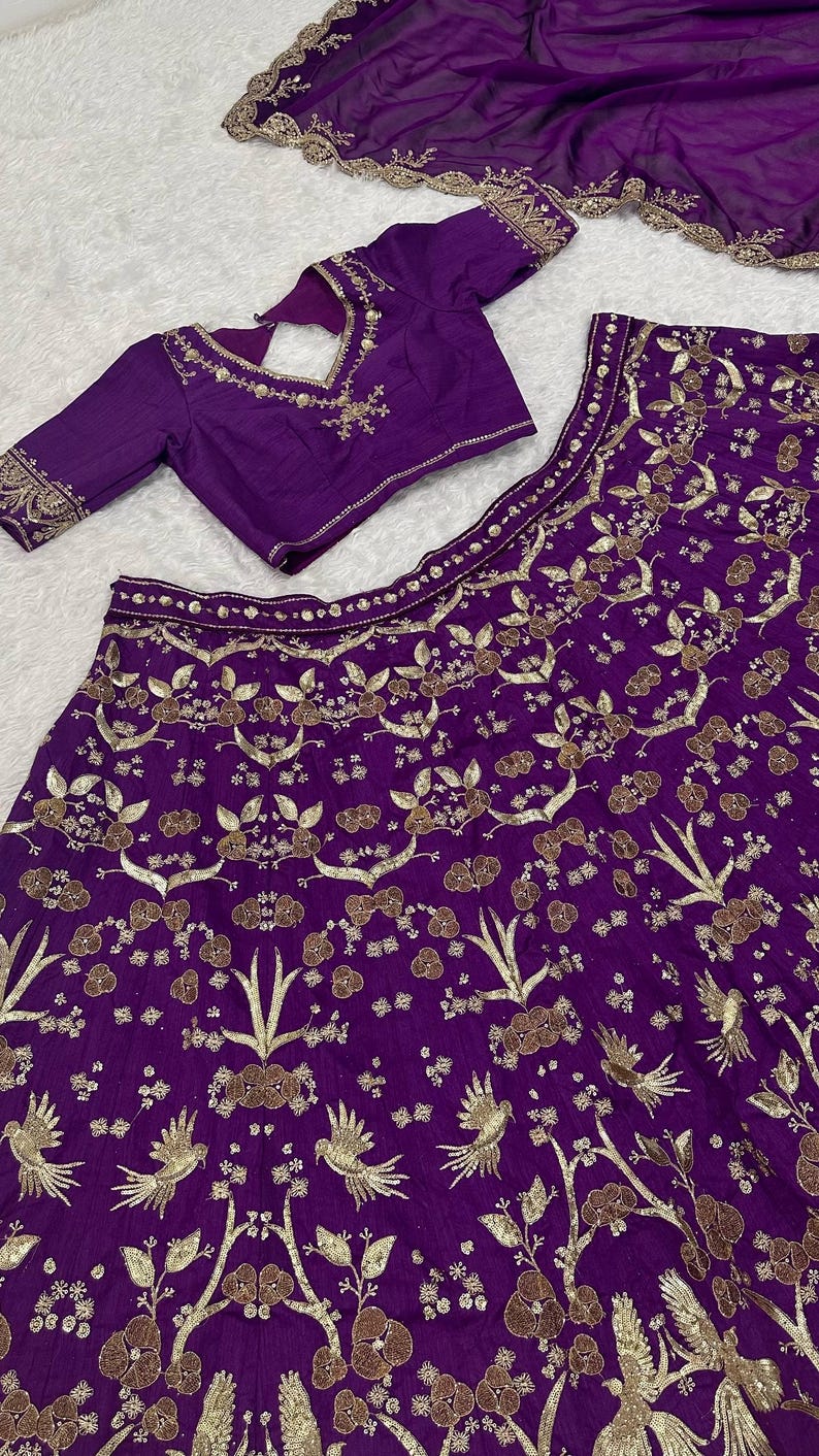 Peach Sequin Lehenga Set – Indian Bridal Outfit – Embroidered Lengha ...