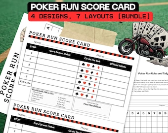 Poker Run Score Card Ultimate Bundle | 7 Layouts | Rules & Hand ...