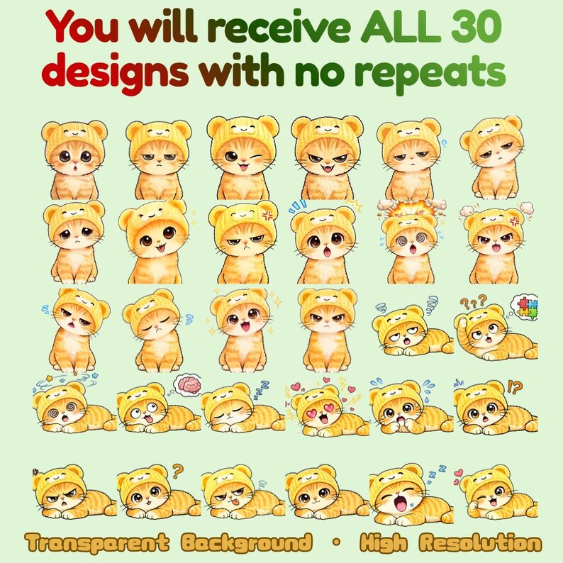 Chibi Judgy & Cute Cat Clipart Bundle | Kawaii Cat Expressions PNG ...