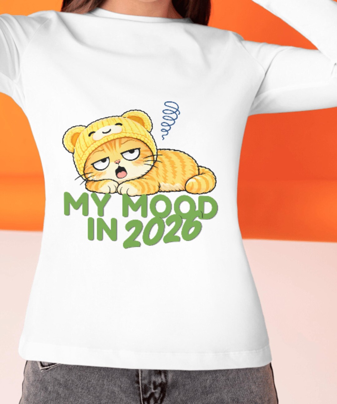 My Mood in 2026 Shirt Design PNG | Cute Burnout Cat Graphic | Funny ...