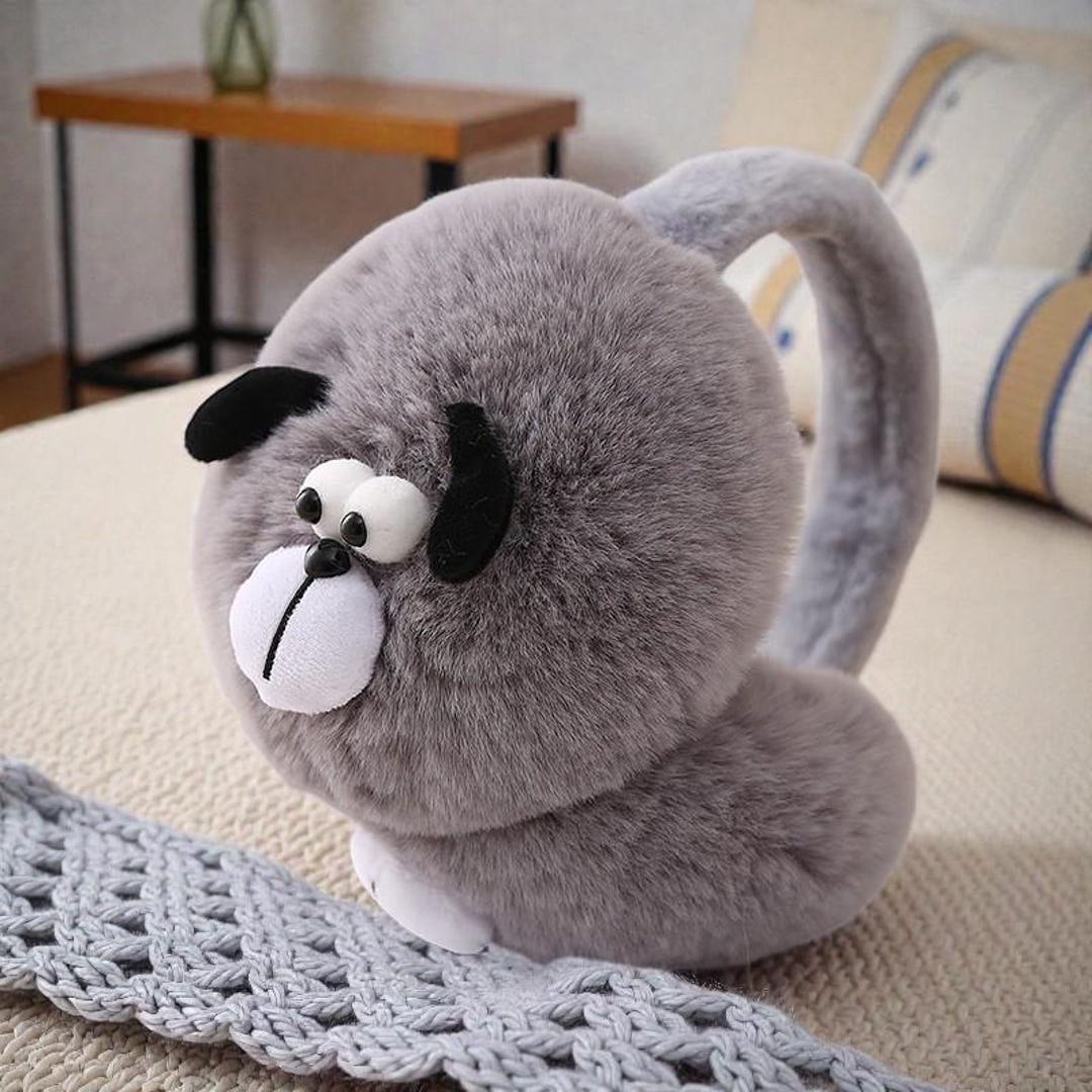 Cute Dog Plush Earmuffs | Fluffy Puppy Ear Warmers | Kawaii Animal ...
