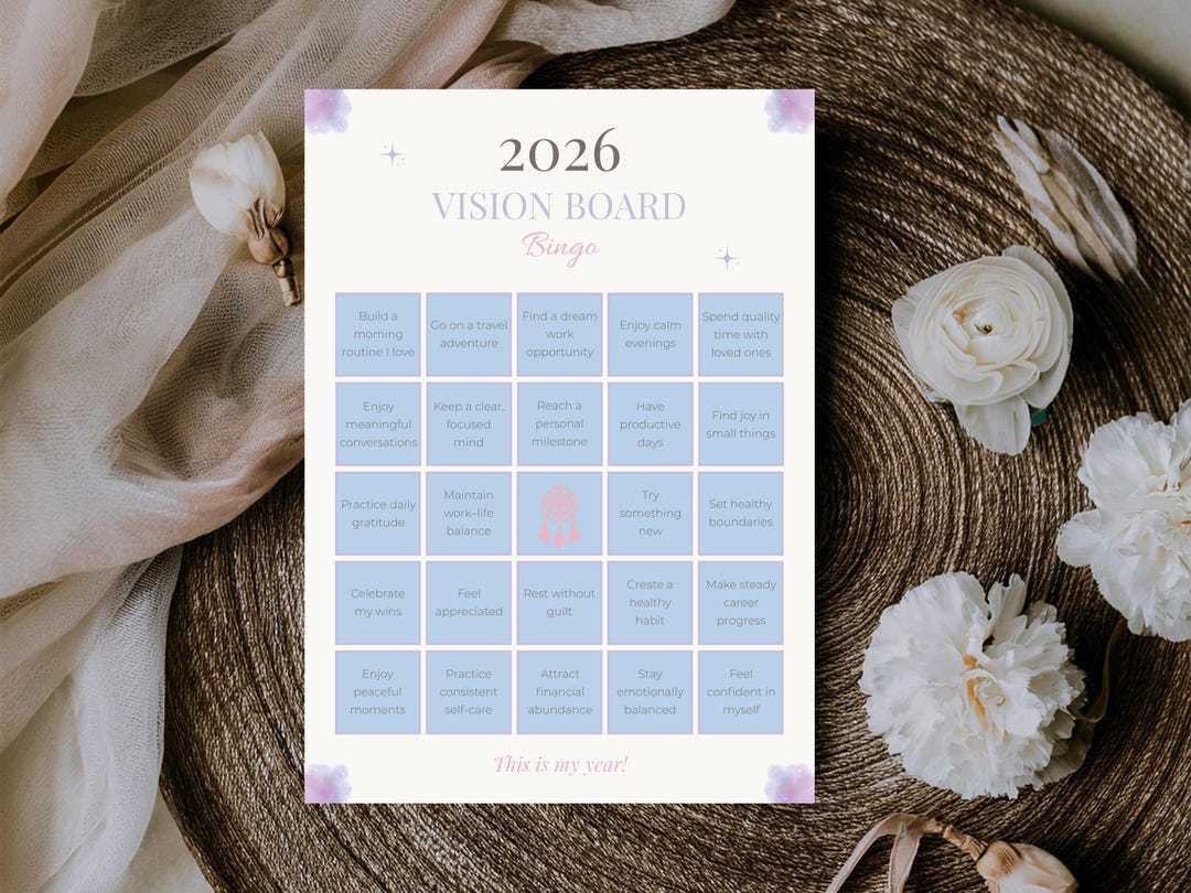 2026 Editable Vision Board Bingo, Printable Manifestation Card, New ...