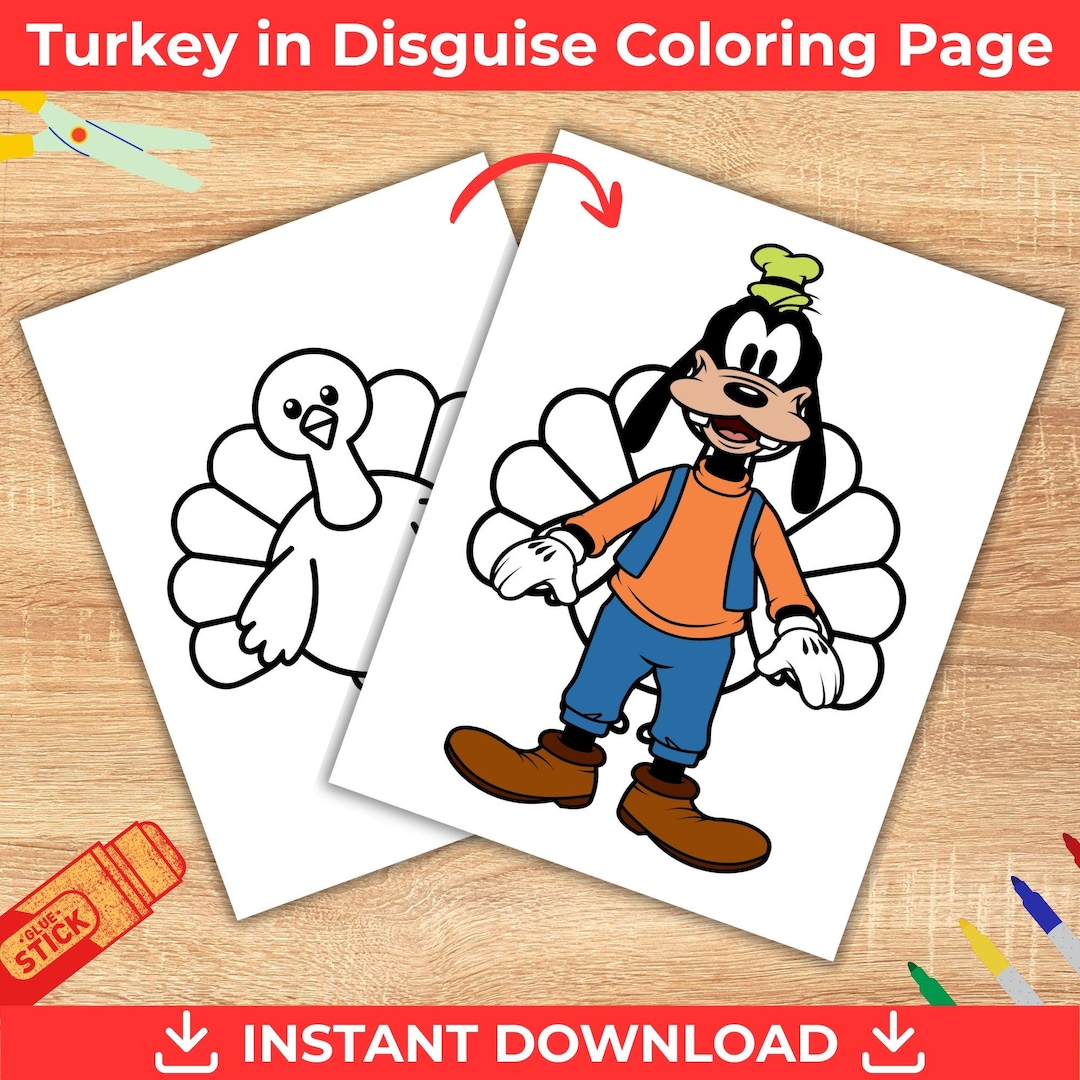 Goofy Costume, Turkey in Disguise, Printable Coloring Page ...