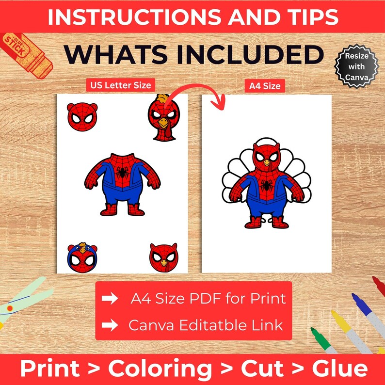 Spider-man, Disguise a Turkey Craft, Superhero Thanksgiving, Craft for ...