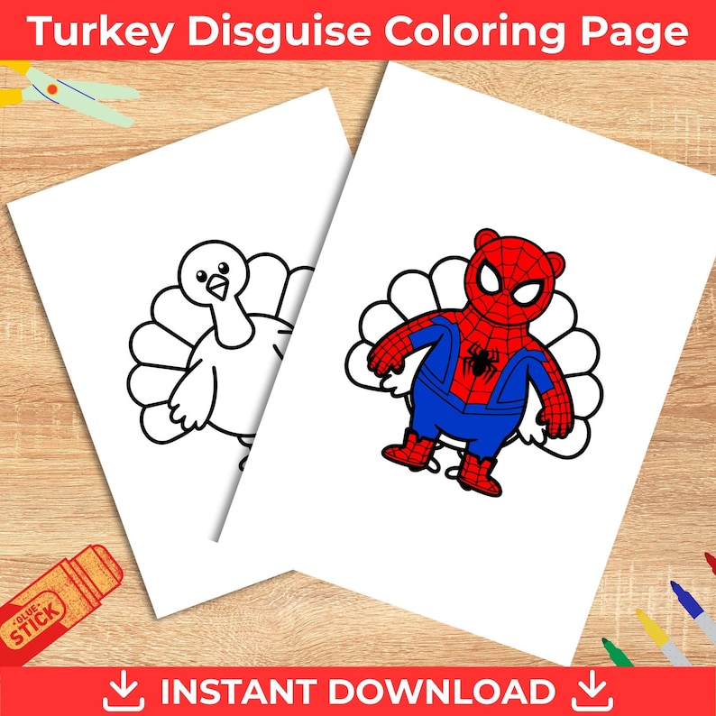 Spider-man, Disguise a Turkey Craft, Superhero Thanksgiving, Craft for ...