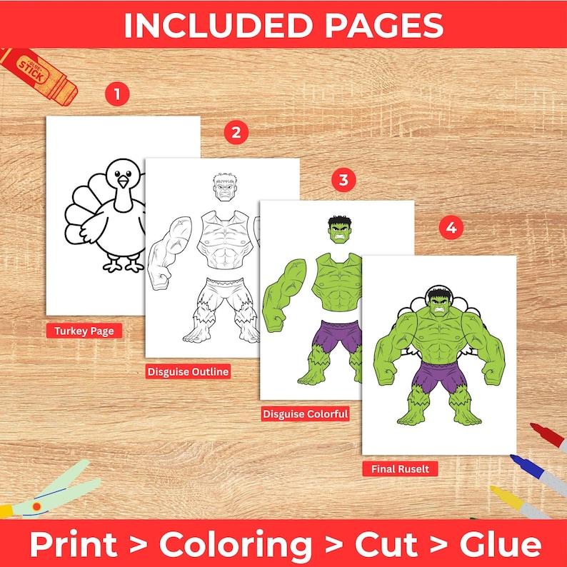 Hulk Superhero, Disguise a Turkey Printable, Thanksgiving Craft ...