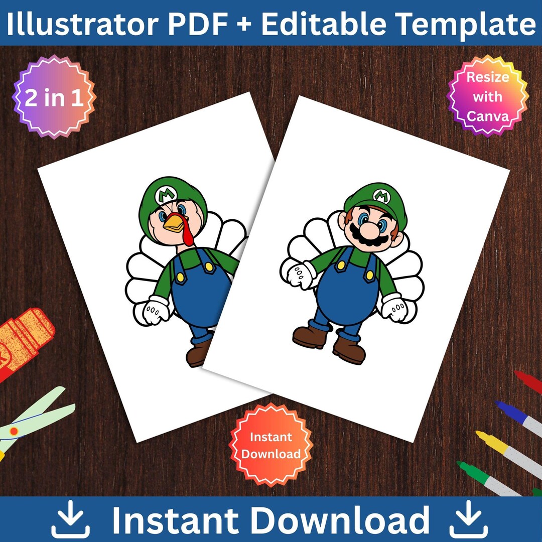 Mario Turkey Disguise Printable | Thanksgiving Kids Costume (PDF) - Etsy
