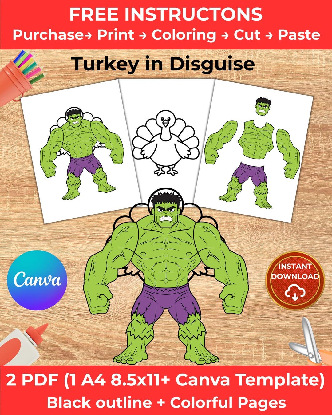 Hulk Superhero, Turkey in Disguise, Turkey Costume, Thanksgiving ...