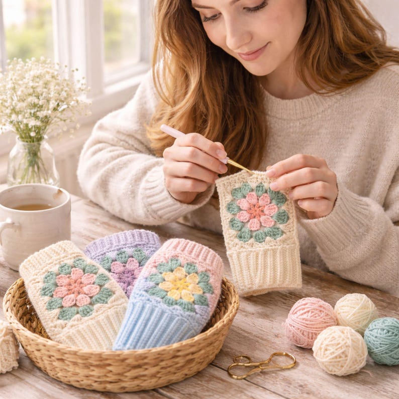 CROCHET PATTERN, Granny Square Mittens, Basic Mitten Hand Warmers ...