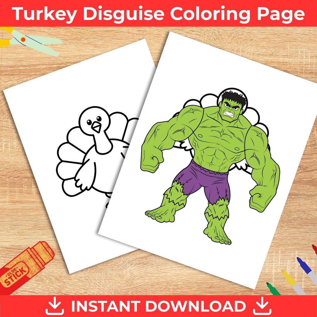 Hulk Superhero, Disguise a Turkey Printable, Thanksgiving Craft ...