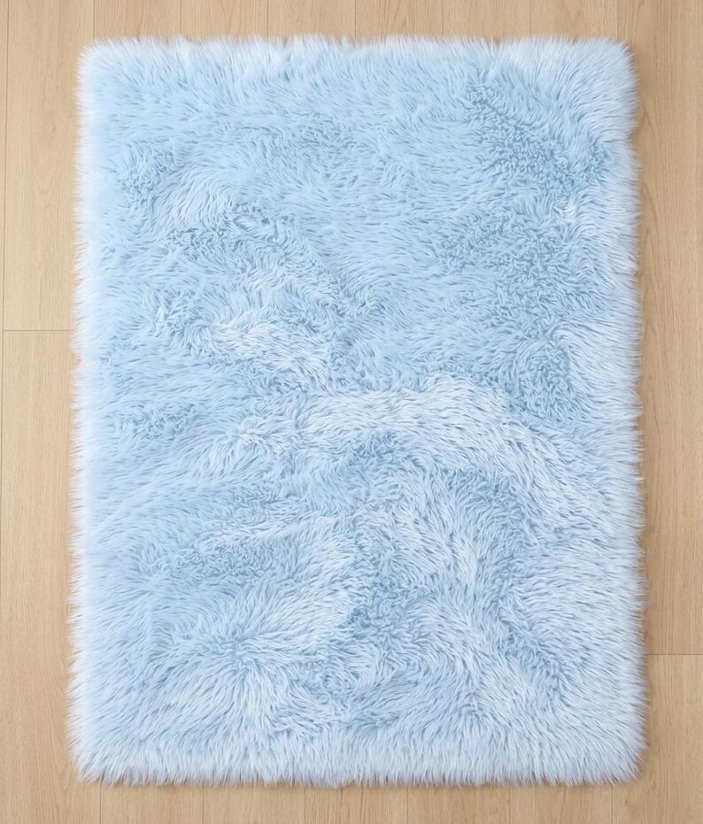 Baby Blue High Pile Shag Rug, Ultra-soft Microfiber Plush Carpet - Etsy