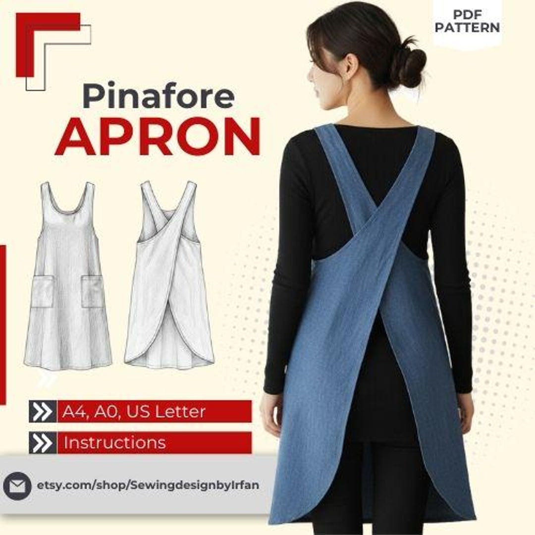 Cross-back Apron Sewing Pattern• Pinafore Apron • Japanese Apron ...