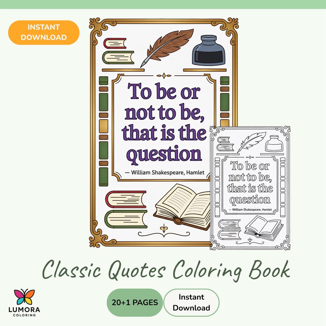 Classic Literature Coloring Book, Famous Book Quotes, Dark Academia Art ...