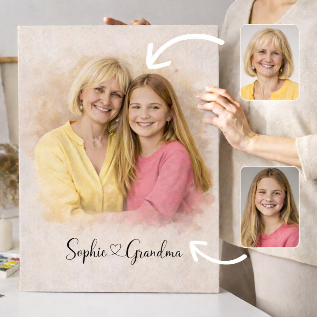 Custom Memorial Portrait From Photos, Personalized Family Remembrance ...