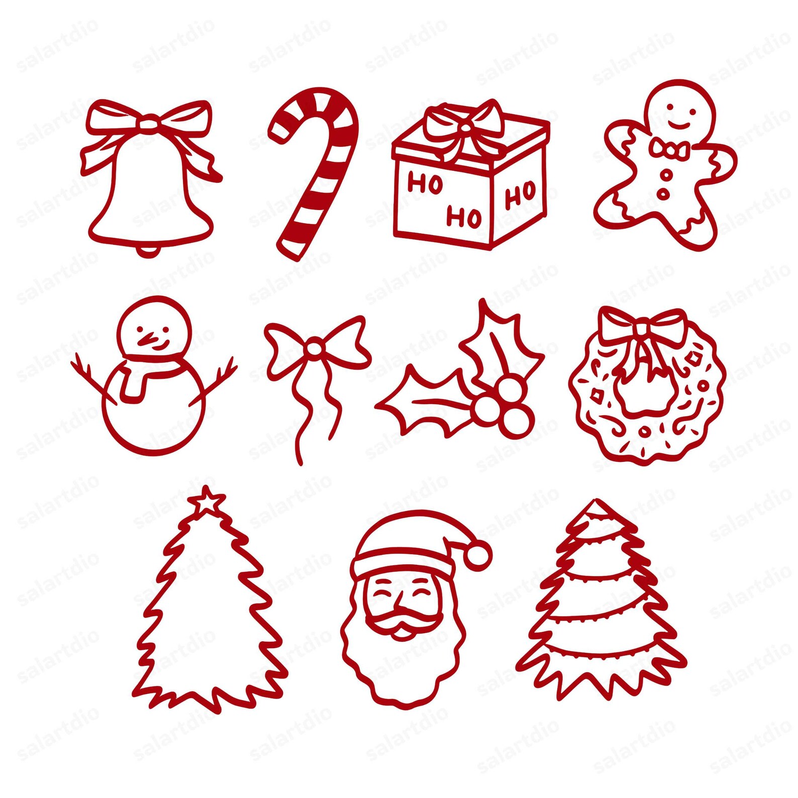 Hand Drawn Christmas Clipart Bundle | Digital Download - Etsy UK